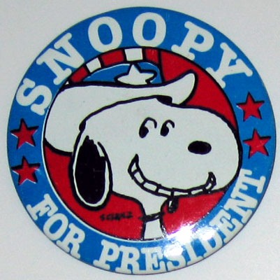 Peanuts Snoopy for President Pinback Buttons | CollectPeanuts.com