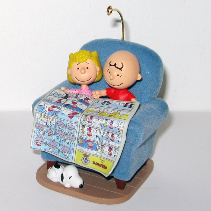 Charlie Brown and Sally reading newspaper with Snoopy Ornament ...