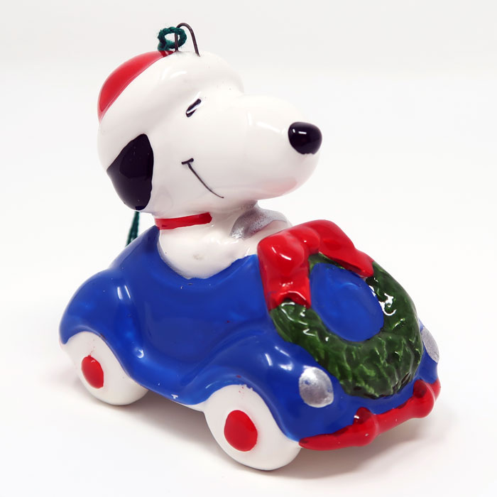Snoopy in Car Ceramic Christmas Ornament - ShopCollectPeanuts.com