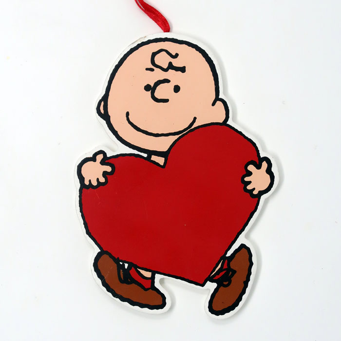 Charlie Brown with Heart Wooden Ornament - ShopCollectPeanuts.com