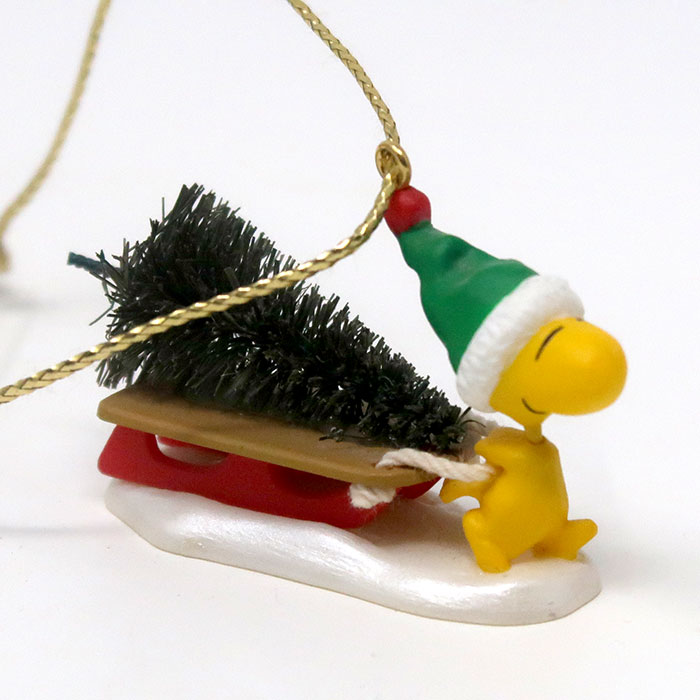 Snoopy and Woodstock Pulling Trees on Sleds Ornament ...
