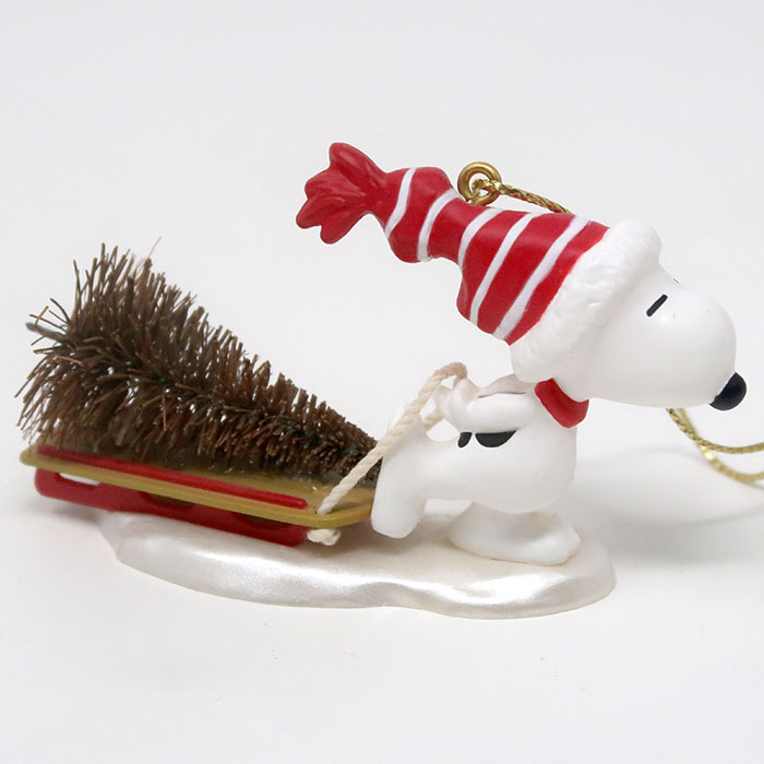 Snoopy and Woodstock Pulling Trees on Sleds Ornament ...