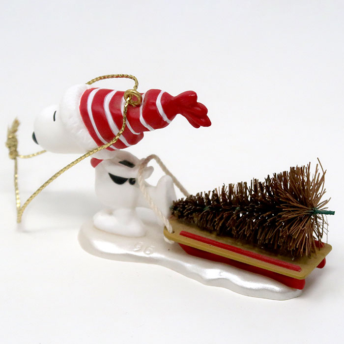 Snoopy and Woodstock Pulling Trees on Sleds Ornament ...
