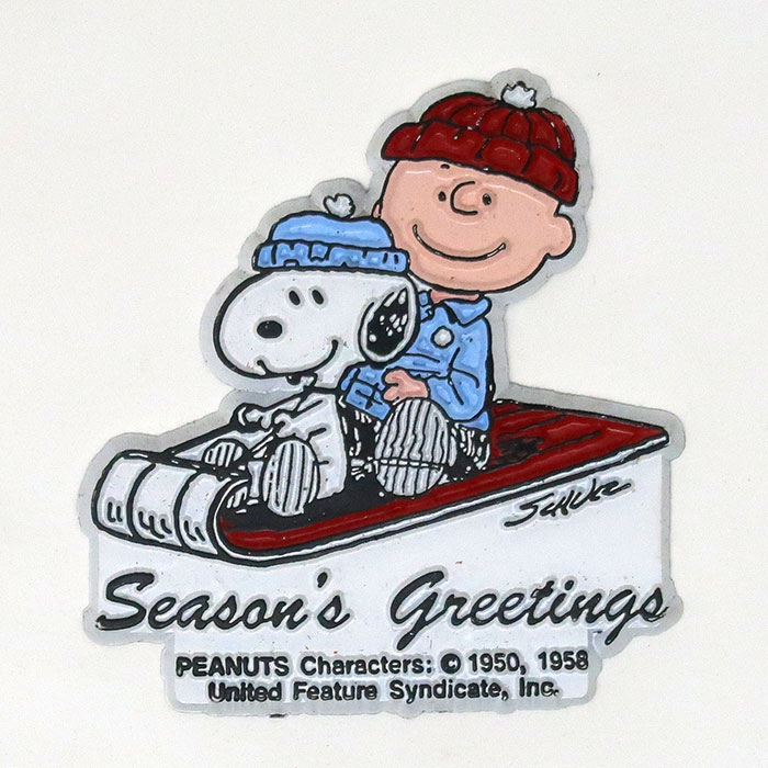 Snoopy & Charlie Brown on Sled Christmas Magnet - ShopCollectPeanuts.com